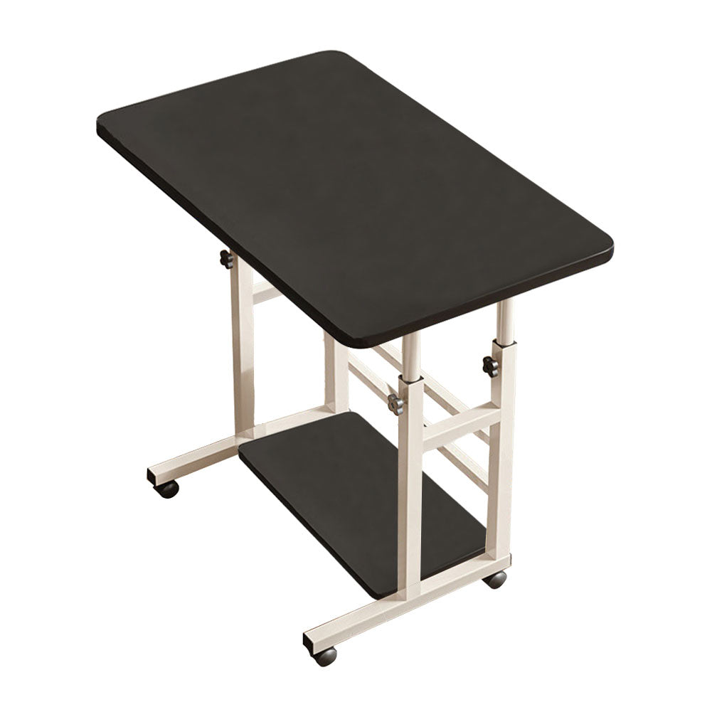 Height Adjustable Mobile Table Overbed Desk with Shelves Wheels, SC174 ...