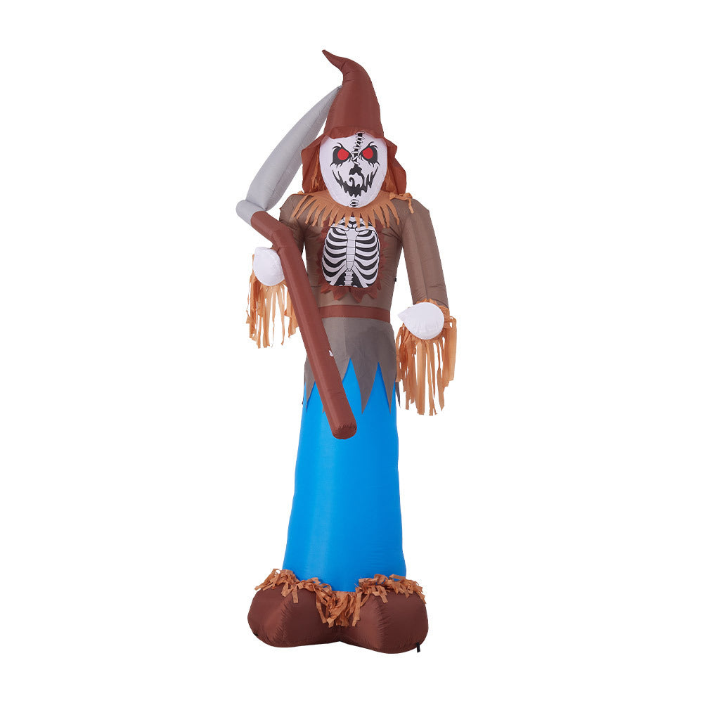 10ft Halloween Lighted Scarecrow Grim Reaper Inflatable with Scythe, S ...