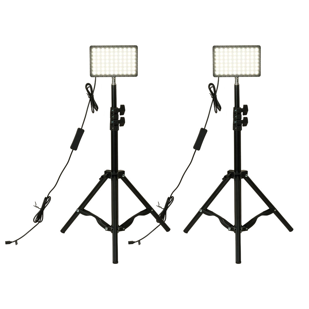 Set of 2 Portable Dimmable Fill LED Video Lights with Adjustable Tripo ...
