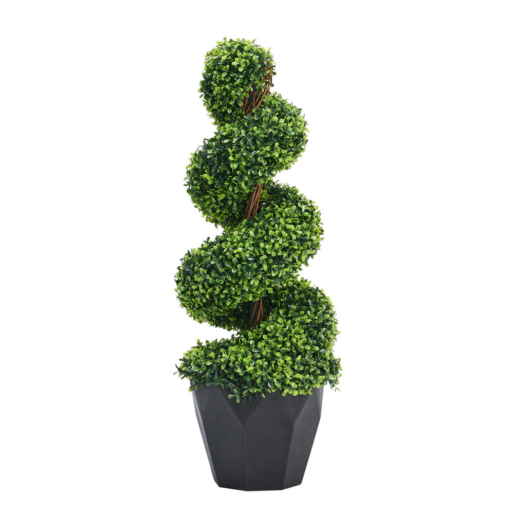 Livingandhome 2 Pack Artificial Topiary Spiral Boxwood Tree Fake Plant ...