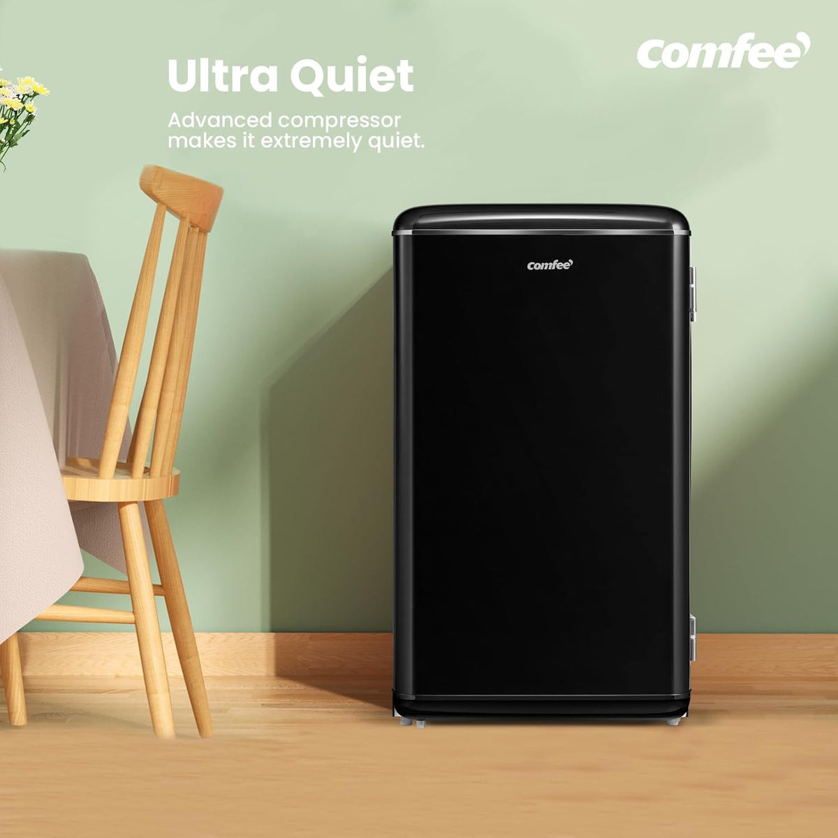 COMFEE' RCD93WH2UKRT(E) 93L Retro Freestanding Fridge with Chiller Box ...