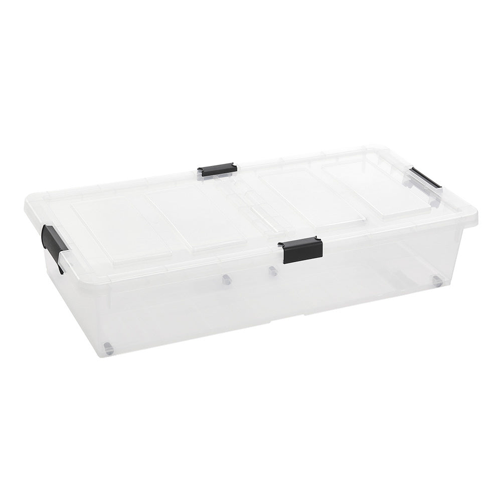 Livingandhome Clear Plastic Underbed Storage Box with Wheels, SW0659 ...