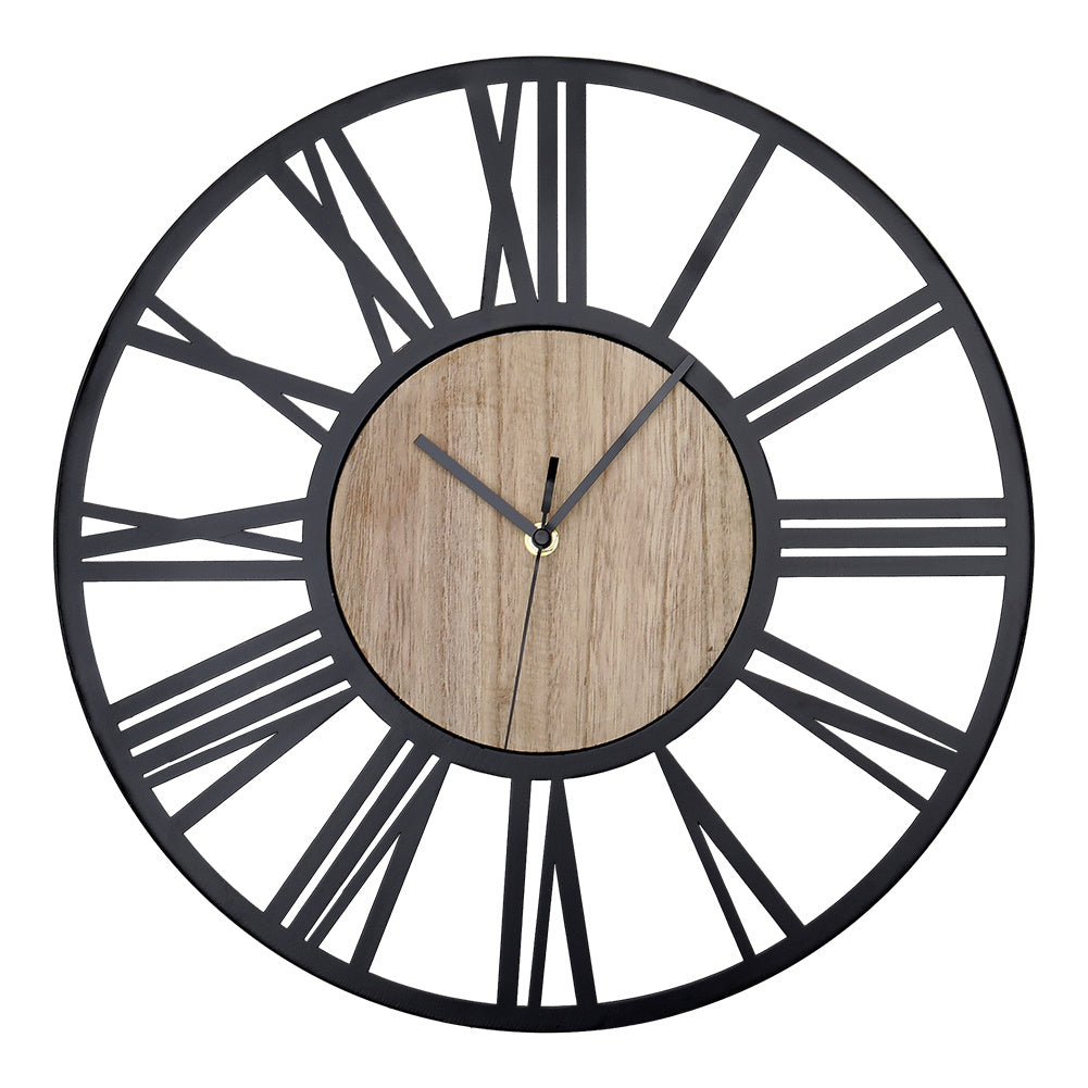 Lifeideas Metal Wood Decorative Wall Clock with Roman Numerals, SW0591 ...
