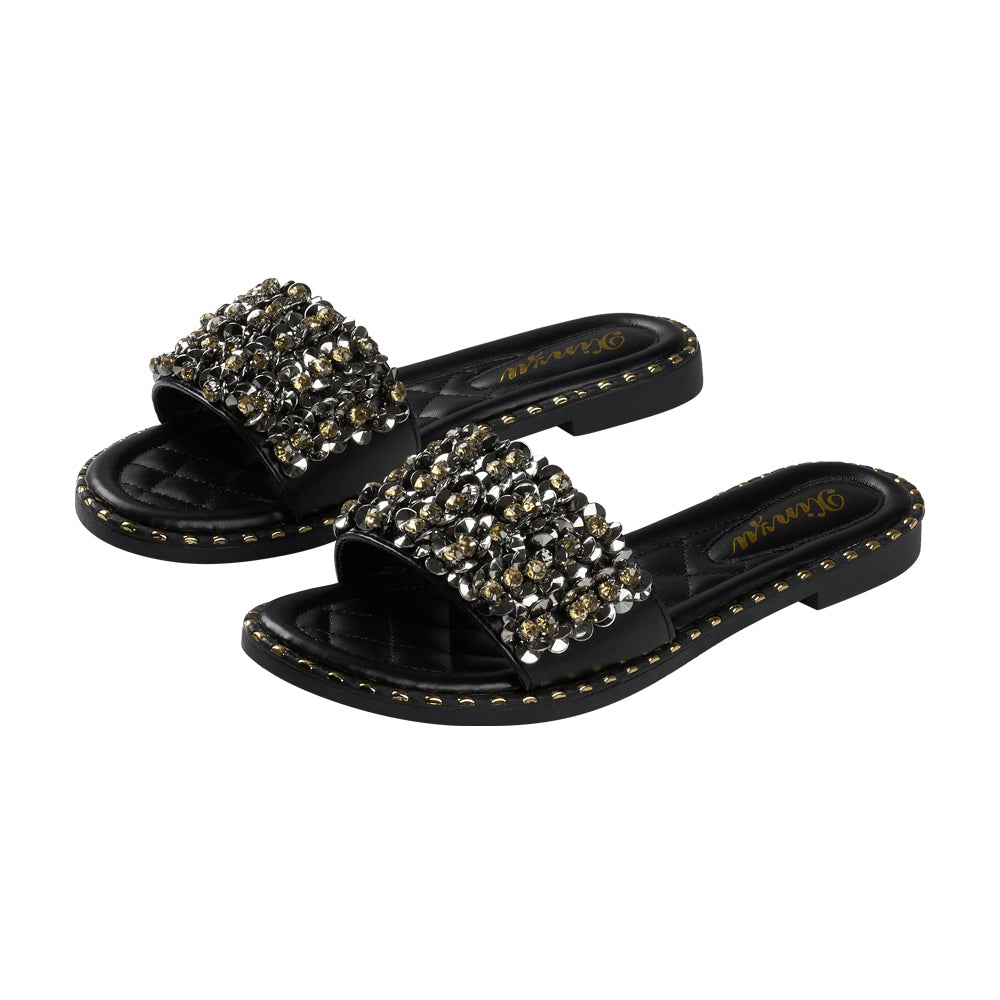 Anti-Slip Slide Sandals with Rhinestone-Embellished Foot Straps, CS300 ...