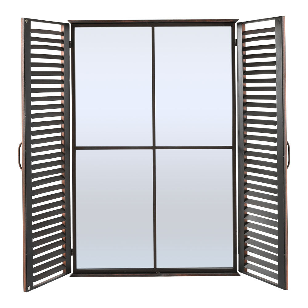 Livingandhome Decorative Vintage Brown Shutter Window Mirror for Indoo ...