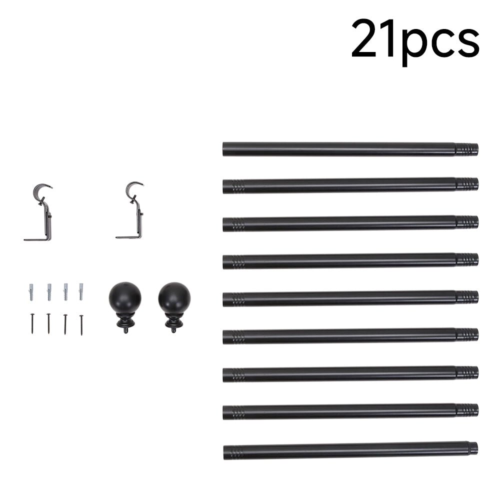 Glossy Black Metal Telescopic Curtain Rod with Brackets, MD390009 (VER ...