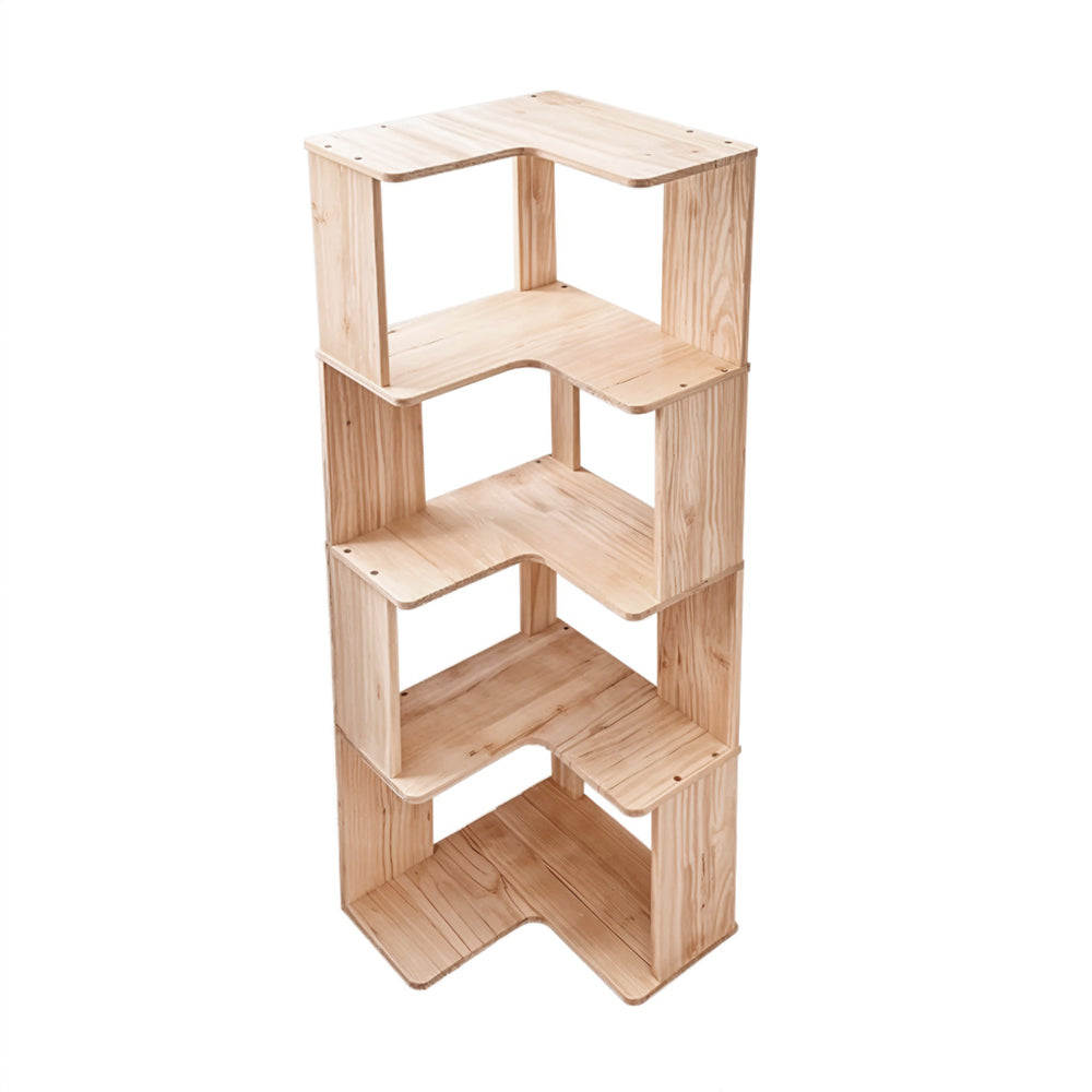 5-Tier Wooden L-shaped Corner Bookshelf Storage Rack, FL250036 (Ver.2 ...