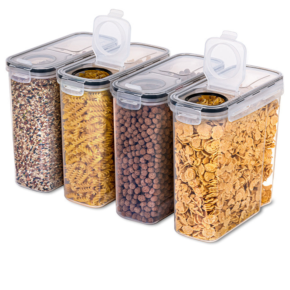 4Pcs 4L Plastic Dry Food Storage Container with Sealed Lid, CT0443 (Ve ...