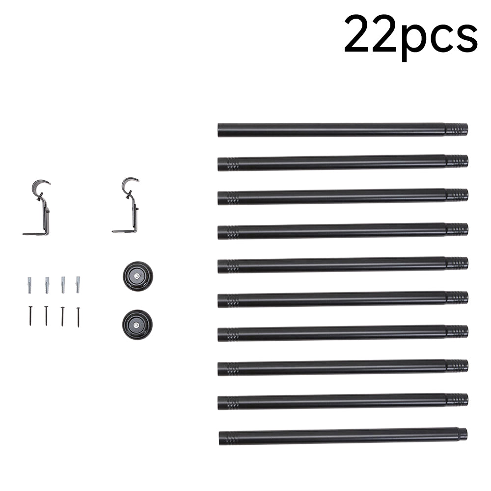 Glossy Black Metal Telescopic Curtain Rod with Brackets, MD390005 (VER ...