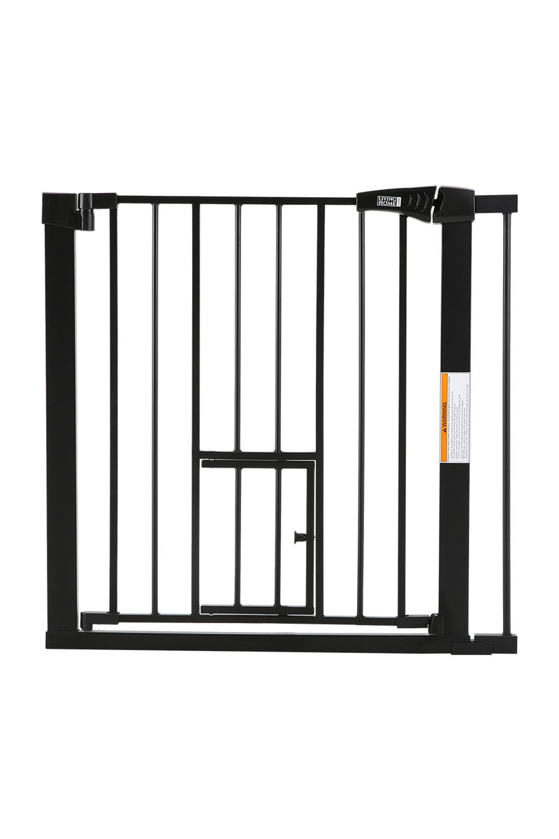 Livingandhome Pressure-Fixed Stair Gate Safety Gate with Pet Door, FI0 ...