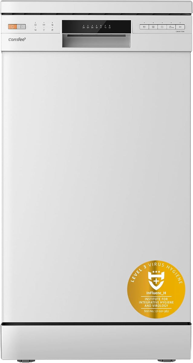 White Freestanding Dishwasher with 10 Place Settings & 6 Washing Progr ...