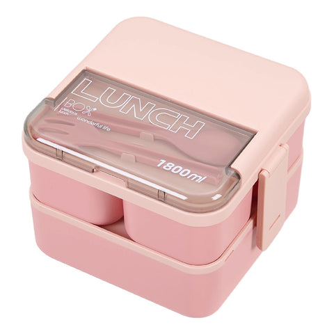 1.8L Two-Layer Lunch Box with Fork and Spoon, HS320104 – EVER STRONG