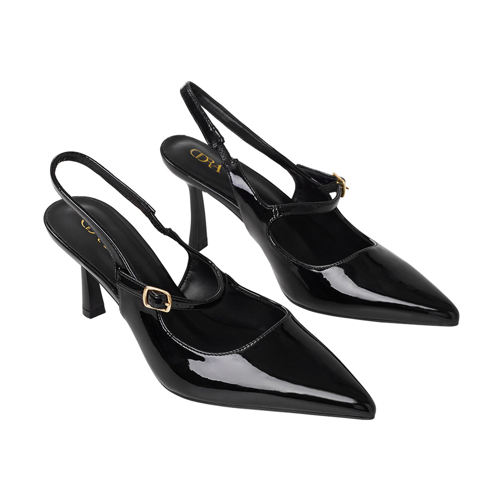 Elegant Pointed-Toe Slingback Heels with Adjustable Instep Strap, CS30 ...