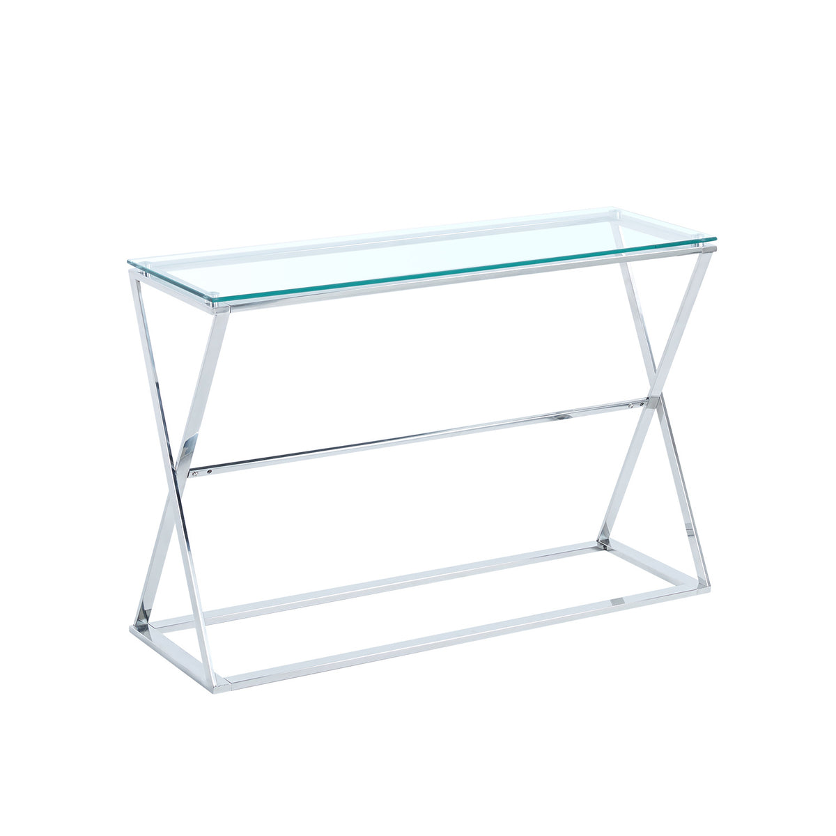 Modern Glass Rectangular Side Table with Metal Base, ZH0898 – EVER STRONG