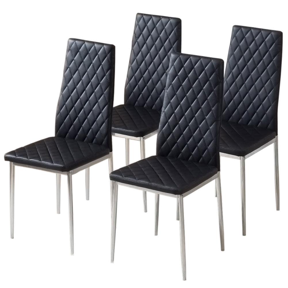 Livingandhome PVC High Back Modern Dining Chairs Set of 4, HG0677 ...